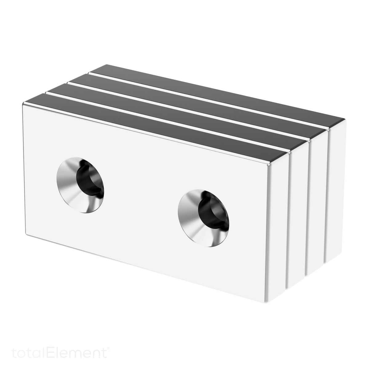 2 x 1 x 1/4 Inch Neodymium Rare Earth Double-Sided Countersunk Block ...