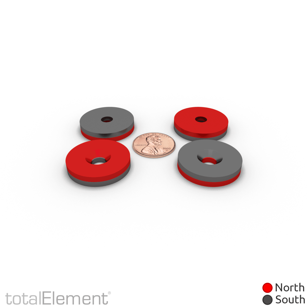 1 x 3/16 Inch Large Neodymium Rare Earth Countersunk Ring Magnets N52 ...