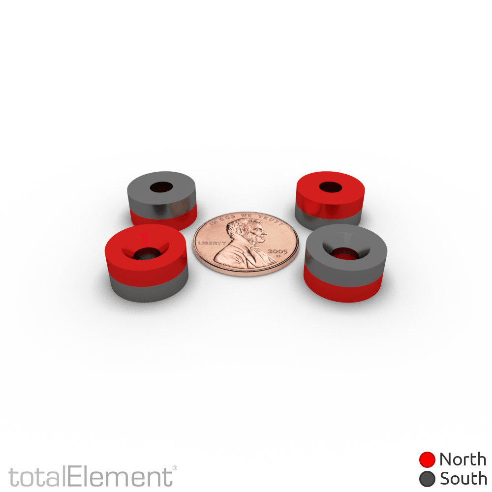 1/2 x 1/4 Inch Neodymium Rare Earth Countersunk Ring Magnets N52 (12 ...